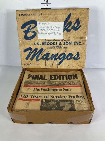 Box with 8 Copies of The Washington Star Final Edition, August 7, 1981 ...