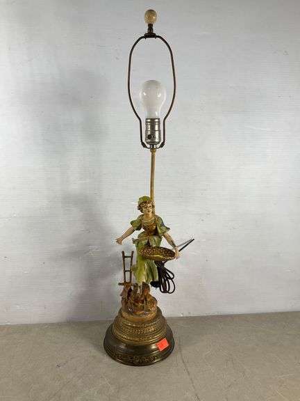 30” Tall Figurative Table Lamp with Painted Woman and Decorative Base ...