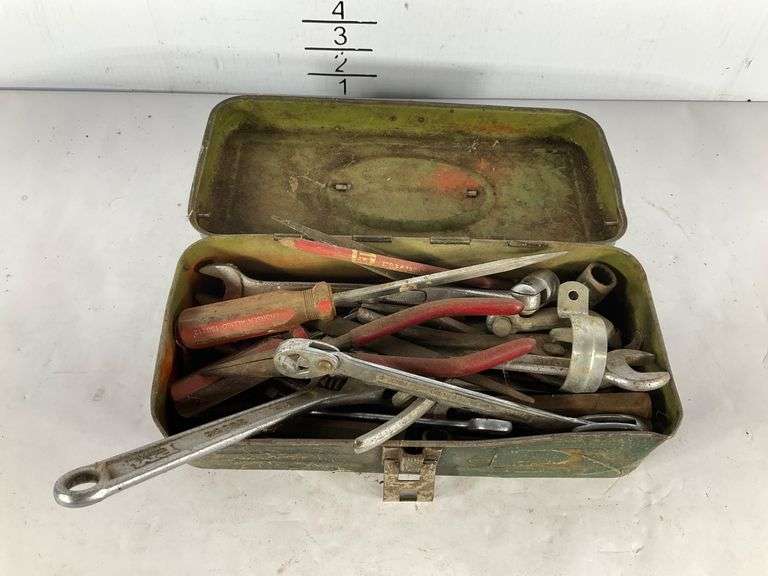 Metal Tool Box with Assorted Hand Tools from the Pope Estate - Hash ...