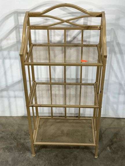 Gold-Tone Metal Three-Tier Shelf Unit with Openwork Design, 37.5in Tall ...