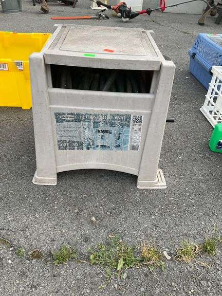 Suncast Hose Reel Storage Box with Hose - Hash Auctions