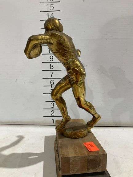 Gold-Toned Football Player Figurine on Multi-Layered Base - Hash Auctions