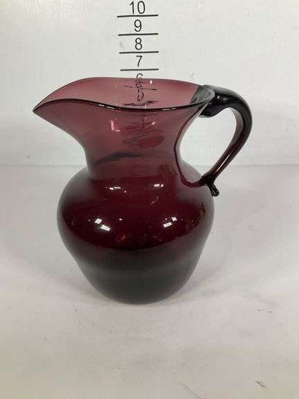 Amethyst Colored Glass Pitcher with Applied Handle - Hash Auctions