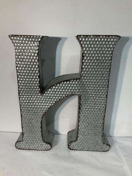 Metal Letter ‘H’ with Textured Honeycomb Design, 31.5in Tall - Hash ...