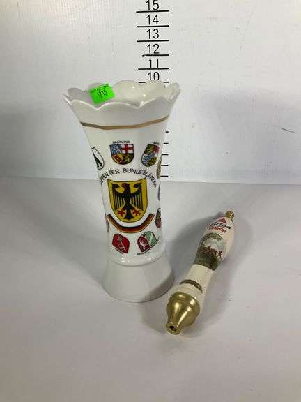 Bass Draught Beer Tap Handle and Bareuther Porcelain Vase with German ...