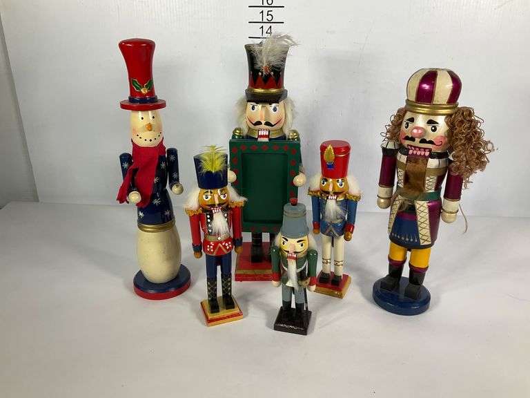 Painted Wood Nutcracker Figures, Set of Six - Hash Auctions