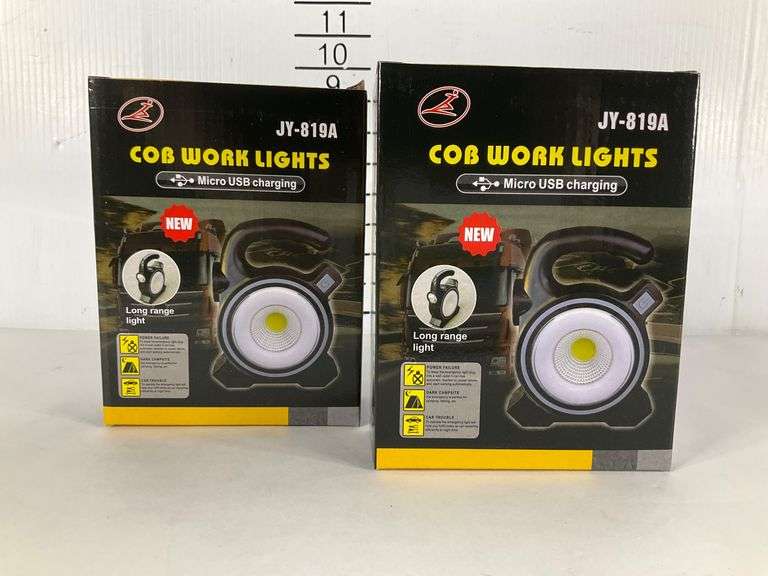 Two COB Work Lights JY-819A with Micro USB Charging - Hash Auctions