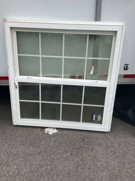 White Double-Hung Window with Grid Design, 47”x50” - Hash Auctions