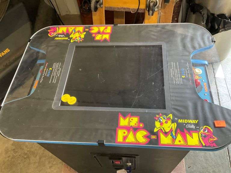 Midway Ms. Pac-Man Cocktail Arcade Cabinet with Controls and Coin Slot ...