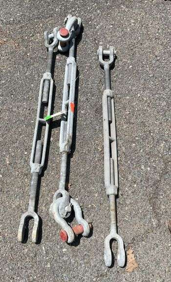 Three Galvanized Steel Turnbuckles, 28” Long, 3/4” Diameter - Hash Auctions