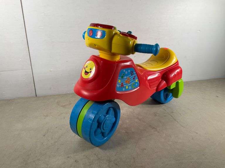 VTech Red and Yellow Motorbike Ride-On Toy with Interactive Dashboard ...