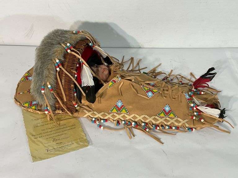Native American-Inspired Doll in Decorated Cradleboard by Nanci Jons ...