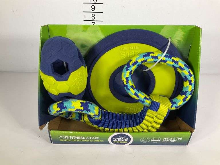 Zeus Fitness 3-Pack Dog Toy Set With Foam Frisbee, Rope Ring, and ...
