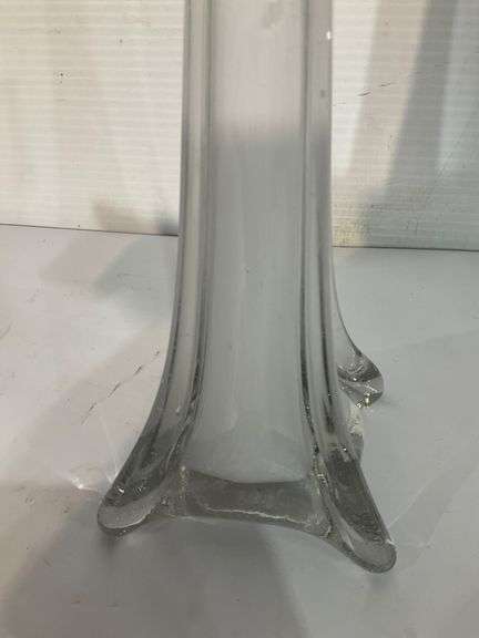 Tall Clear Glass Vase with Flared Base and Square Mouth, 23.5in Tall ...