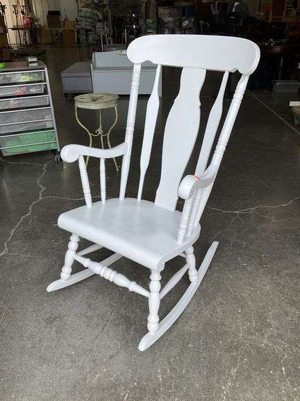 White Painted Spindle-Back Rocking Chair - Hash Auctions