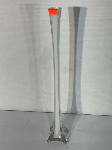 Tall Clear Glass Vase with Flared Base and Square Mouth, 23.5in Tall ...