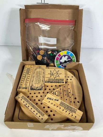 Multi-Game Wooden Set Featuring Board and Peg Games - Hash Auctions