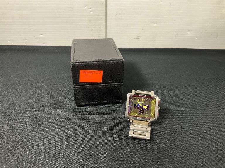 Fossil Blue Stainless Steel Square Dial Watch with Box - Hash Auctions