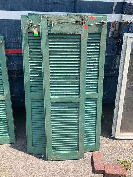 Seven Vented Green Shutters with Hardware, 56″Hx15″W - Hash Auctions