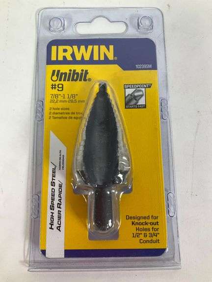 Irwin Unibit #9 High-Speed Steel Step Drill Bit, Factory Sealed - Hash ...