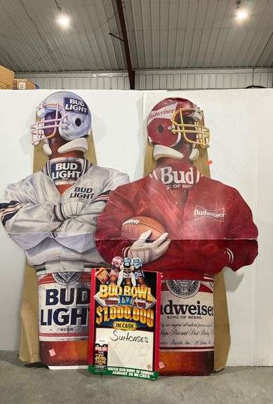 Bud Bowl IV Advertising Display Lot with Two 6’ Standees and One 30 ...
