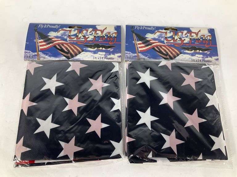 Two Polyester 3 x 5 ft US Flags in Original Packaging - Hash Auctions