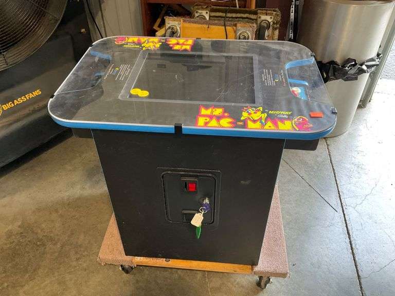 Midway Ms. Pac-Man Cocktail Arcade Cabinet with Controls and Coin Slot ...