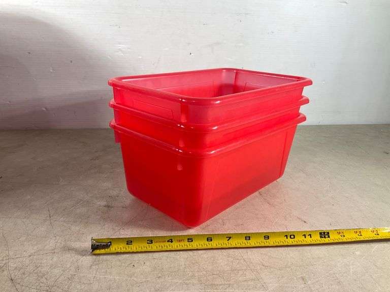 Red Plastic Storage Bins with Various Designs - Hash Auctions