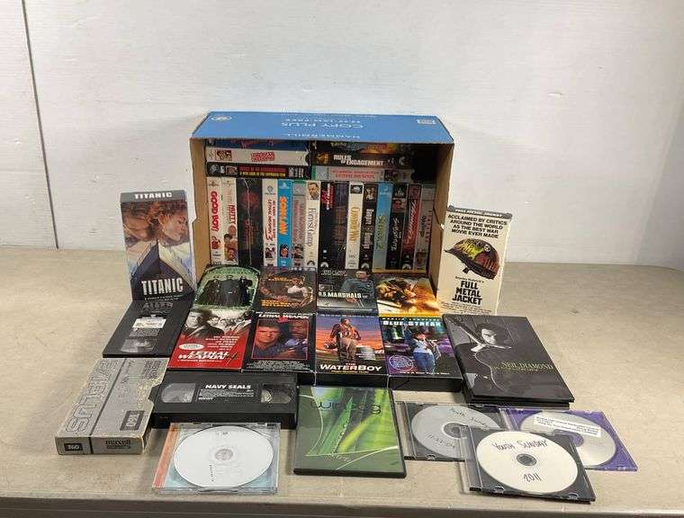 VHS Tapes and DVDs Featuring Various Movies and Artists - Hash Auctions