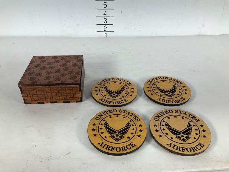 Four United States Air Force Coasters with Decorative Box - Hash Auctions