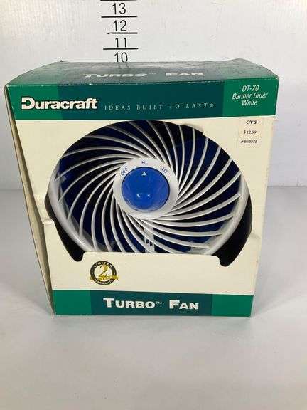Duracraft DT-78 Turbo Fan in Banner Blue and White with Original Box ...