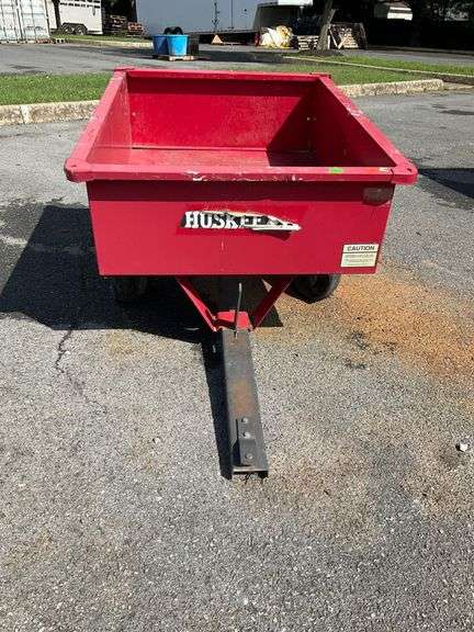Huskee Red Steel Utility Dump Cart with Tow Hitch - Hash Auctions