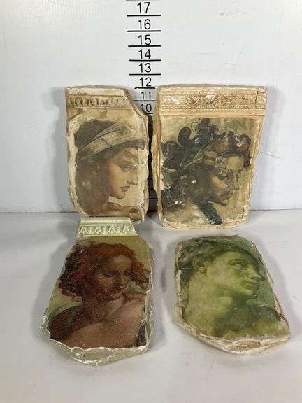 Four Plaster Fragments with Painted Portraits - Hash Auctions