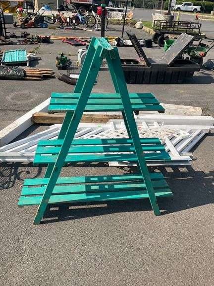 Three-Tier A-Frame Slatted Plant Stand, 42″Hx39″Lx12″W - Hash Auctions