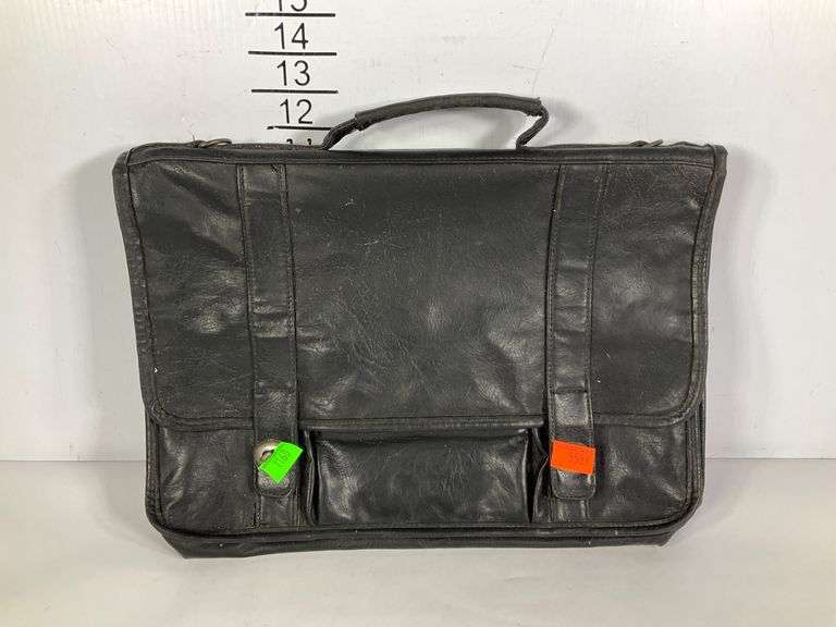 Black Possibly Leather Briefcase with Handle and Front Buckle Closures ...