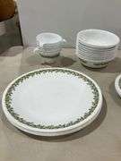Corelle by Corning Crazy Daisy and Green Macrame Pattern Dinnerware Set ...