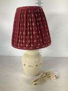 Longaberger Ceramic Table Lamp with Pleated Fabric Shade - Hash Auctions