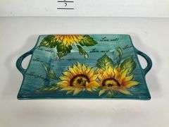 Ceramic Sunflower-Decorated Serving Tray and Pitcher Set by Jade ...