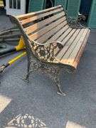 48-Inch Slatted Park Bench with Cast Iron Siding from the Pope Estate ...