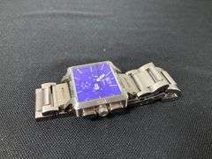 Fossil Blue Stainless Steel Square Dial Watch with Box - Hash Auctions