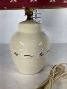 Longaberger Ceramic Table Lamp with Pleated Fabric Shade - Hash Auctions