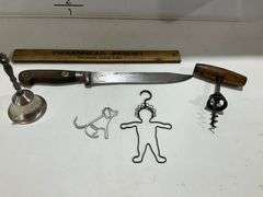 Items Including Martin Lutz Prussia Knife, Corkscrew, Bell, Wire ...