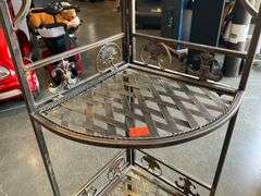 Metal Corner Shelf Unit with Intricate Design and Four Tiers - Hash ...