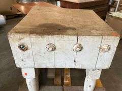Solid Butcher Block Table with 12-Inch Thick Top and 16-Inch Legs ...