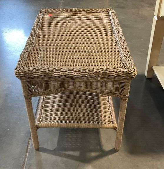 StyleWell Wicker 30” Side Table with Lower Shelf - Hash Auctions