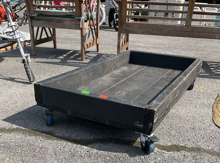 Wooden Platform Dolly with Raised Sides and Casters, 36”Lx18.5”W ...