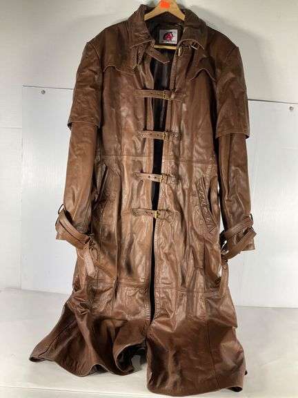 Brown Leather Coat with Buckle Closures by Olly and Ally - Hash Auctions