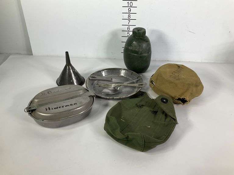 Military Mess Kit with Utensils, Canteen, and Covers - Hash Auctions