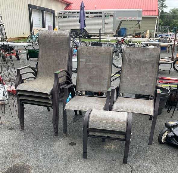 Four Aluminum Frame Arm Chairs, Two Adjustable-Back Arm Chairs, and Two ...