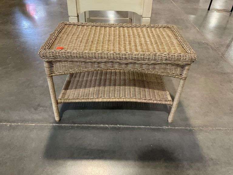 StyleWell Wicker 30” Side Table with Lower Shelf - Hash Auctions
